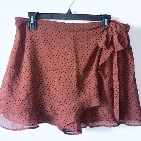 Versona | Shorts | Brownrust Polka Dot Skort With Tie Bow | Poshmark